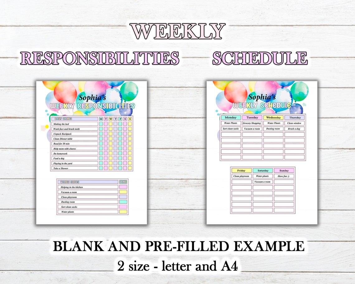 Kids Daily Schedule Kids Daily Chart Kids Daily Chore Chart Editable ...