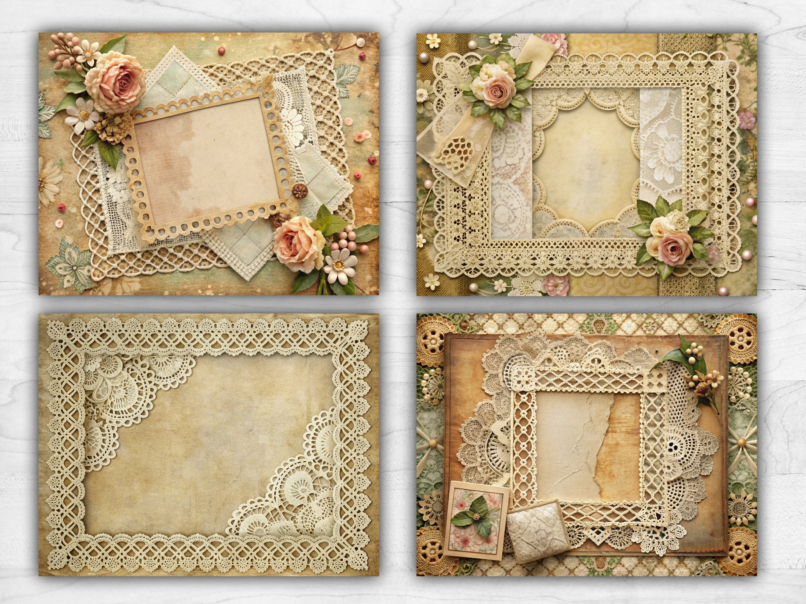 Vintage Lace Junk Journal Pages Embellishment Ephemera Junk Journal ...