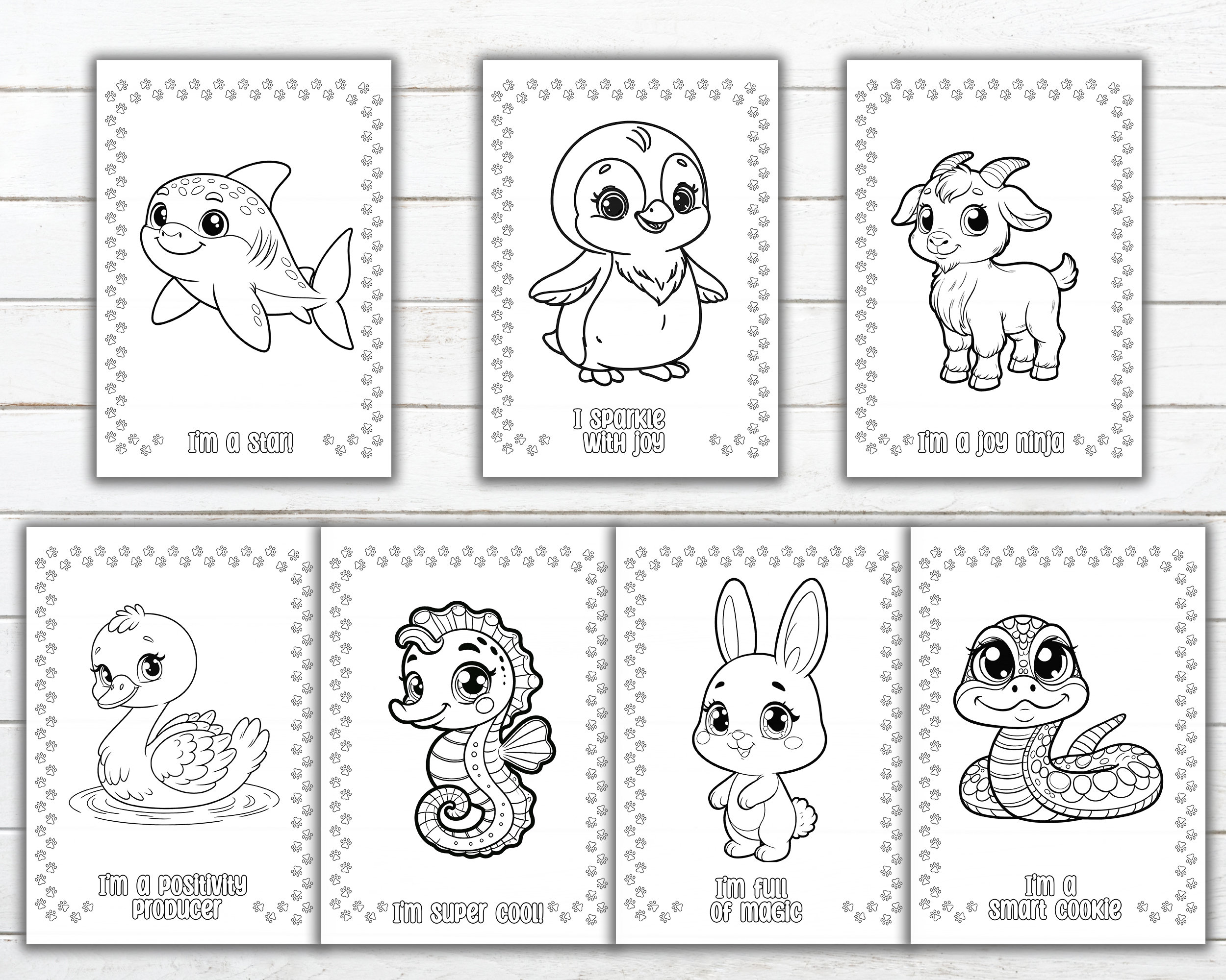 Cutes Animals Coloring Pages for Kids Animals Color Pages Affirmation ...