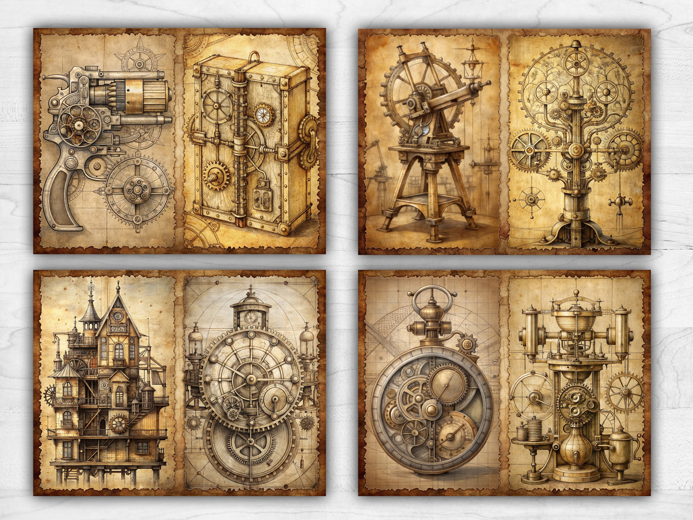 Vintage Steampunk Junk Journal Pages Vintage Drawing Junk Journal ...