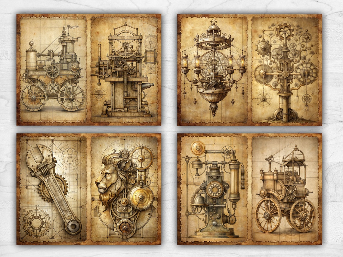 Vintage Steampunk Junk Journal Pages Vintage Drawing Junk Journal ...