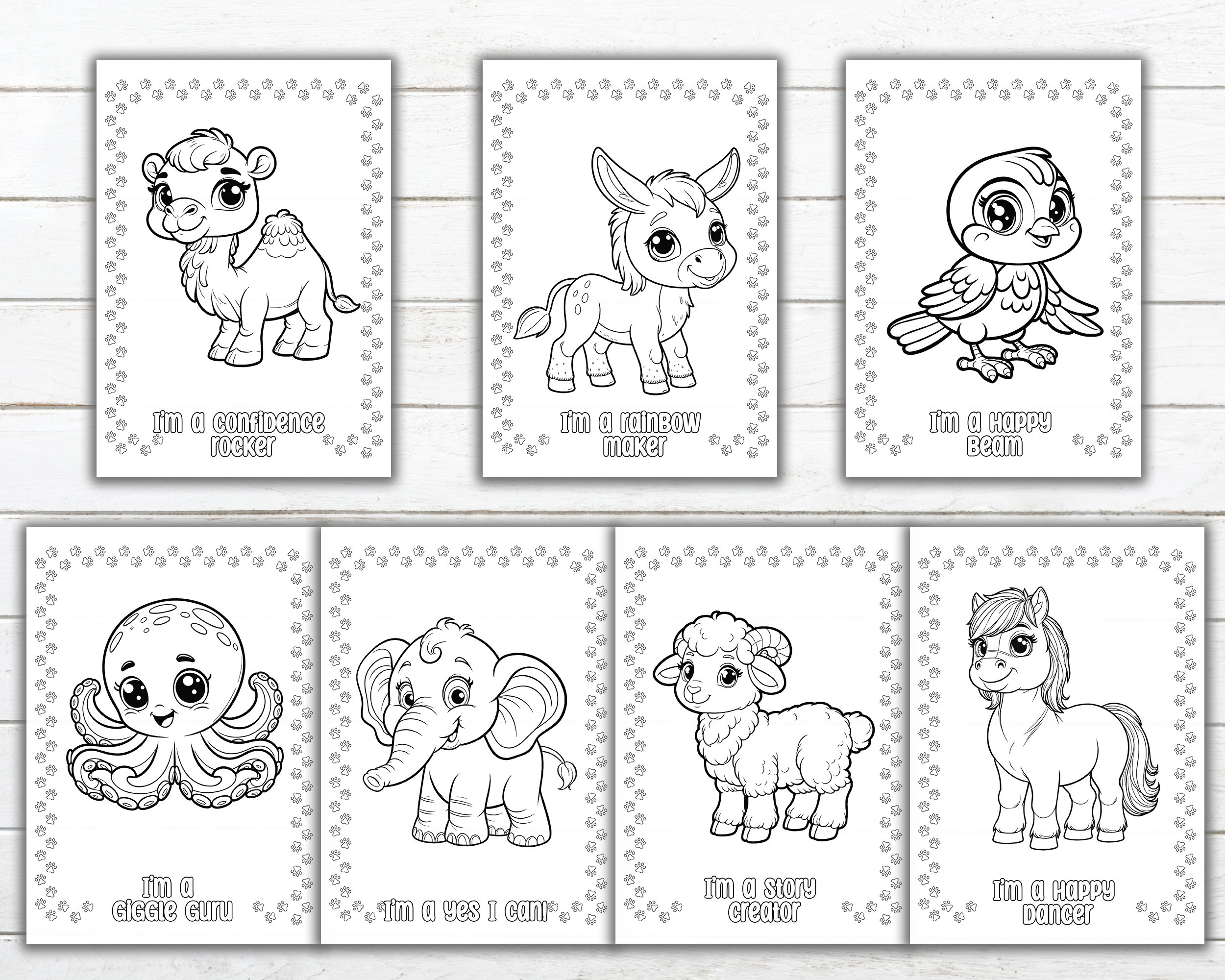 Cutes Animals Coloring Pages for Kids Animals Color Pages Affirmation ...
