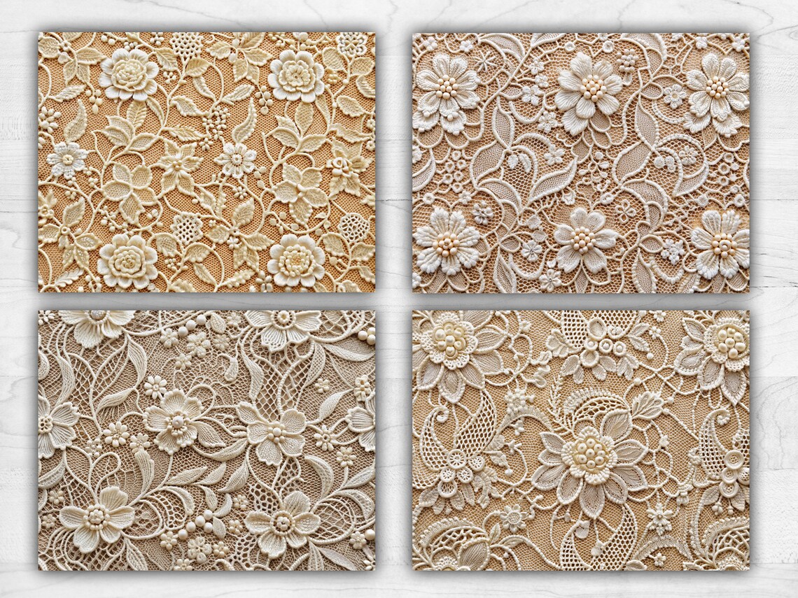 White Floral Lace Junk Journal Pages, Lace Decor Scrapbooking Paper ...