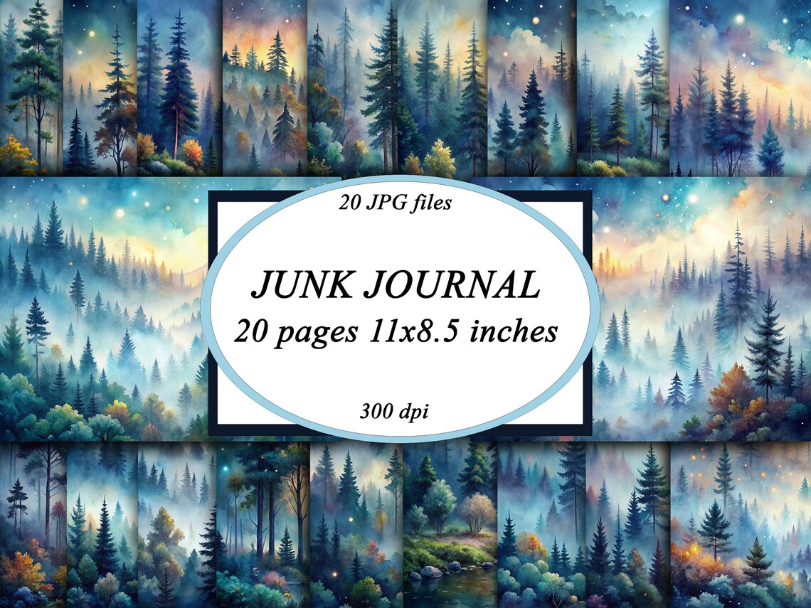 Watercolor Mysterious Dream Forest Junk Journal Misty Forest Junk ...