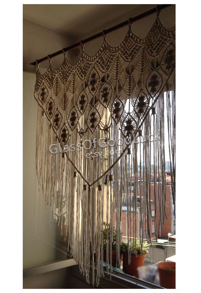 Macrame Curtain. Large Macrameecru Cotton Rope. Macrame | Etsy