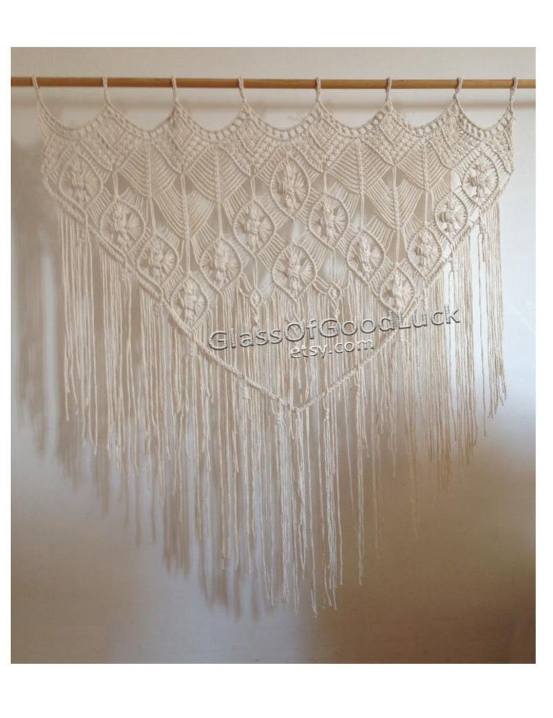 Macrame Curtain. Large Macrameecru Cotton Rope. Macrame | Etsy