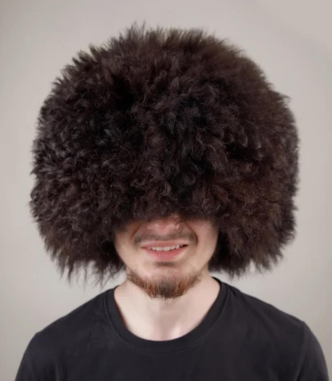 Brown Genuine Handmade Sheepskin Papakha Hat Caucasus Mountain Man Army ...