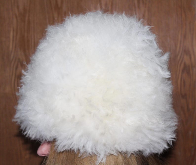 White Genuine Handmade Sheepskin Papakha Hat Caucasus Mountain Man Army ...