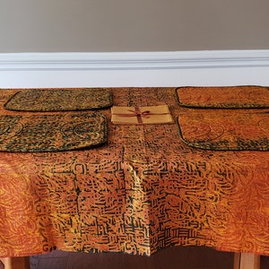 Firaw African Cotton Batik Tablecloth 4 Placemats 4 Dinner - Etsy