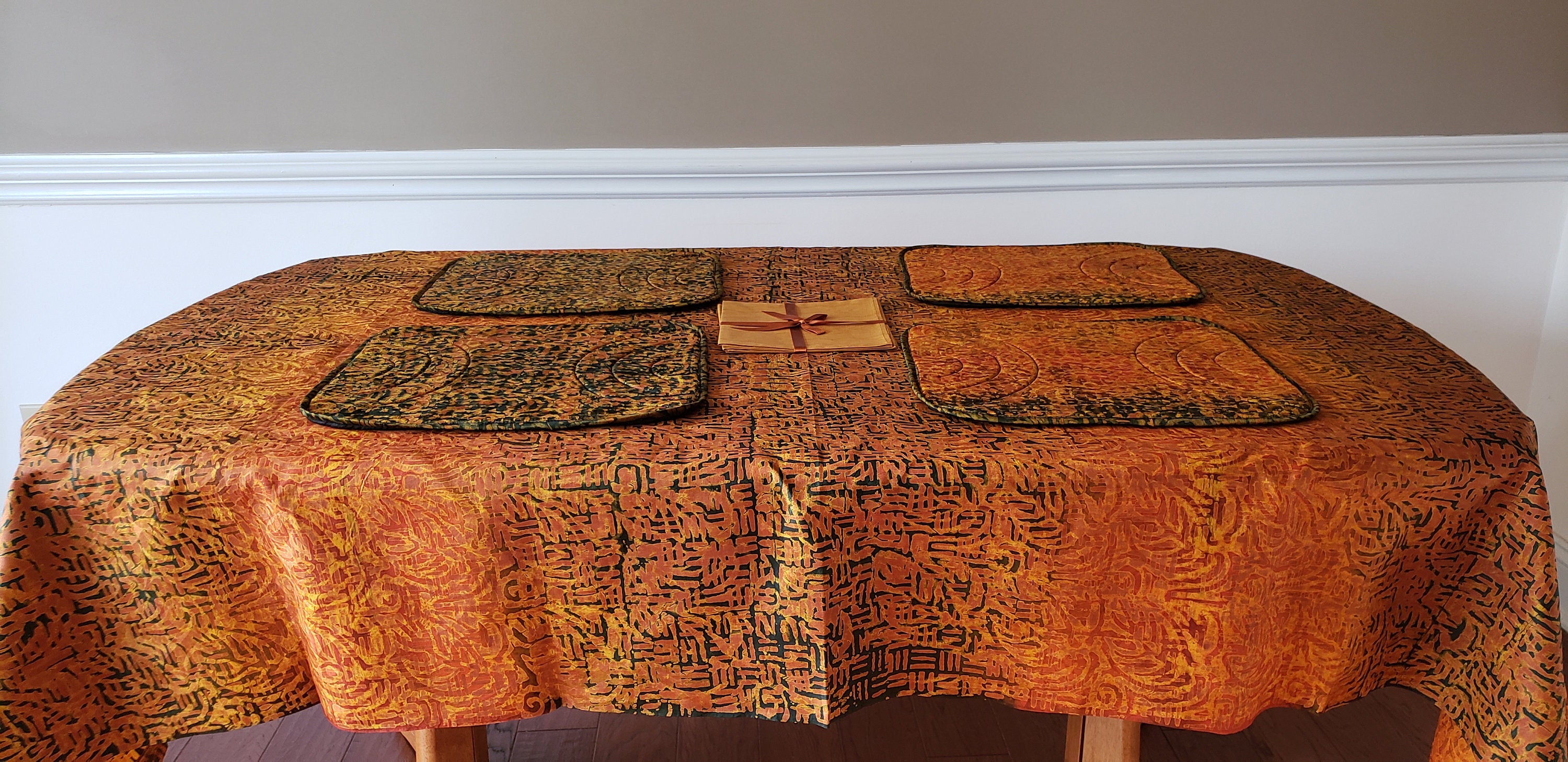 Firaw African Cotton Batik Tablecloth 4 Placemats 4 Dinner - Etsy
