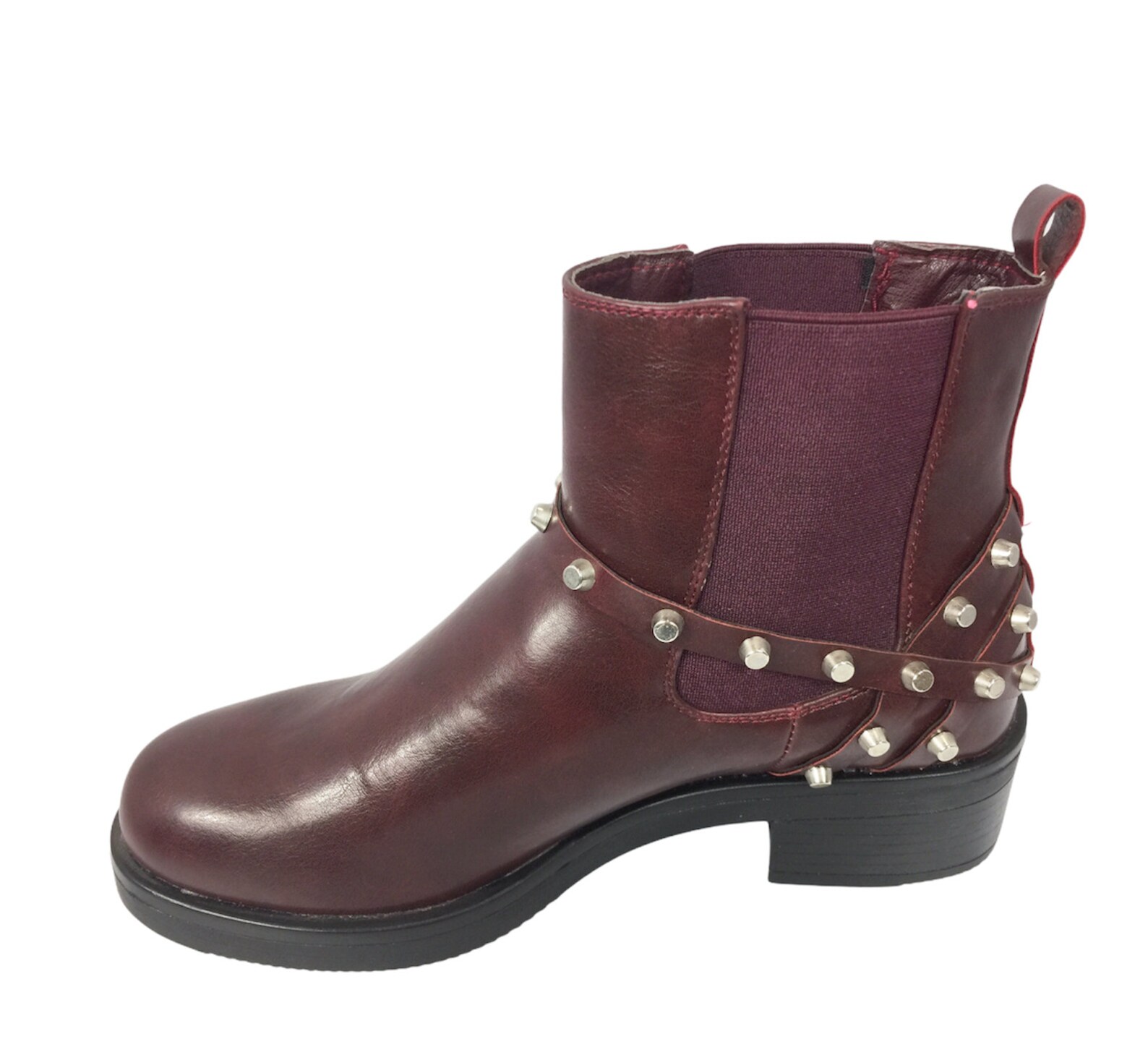 Womens Ladies Wine Faux Leather Low Heel Chelsea Ankle Boots | Etsy