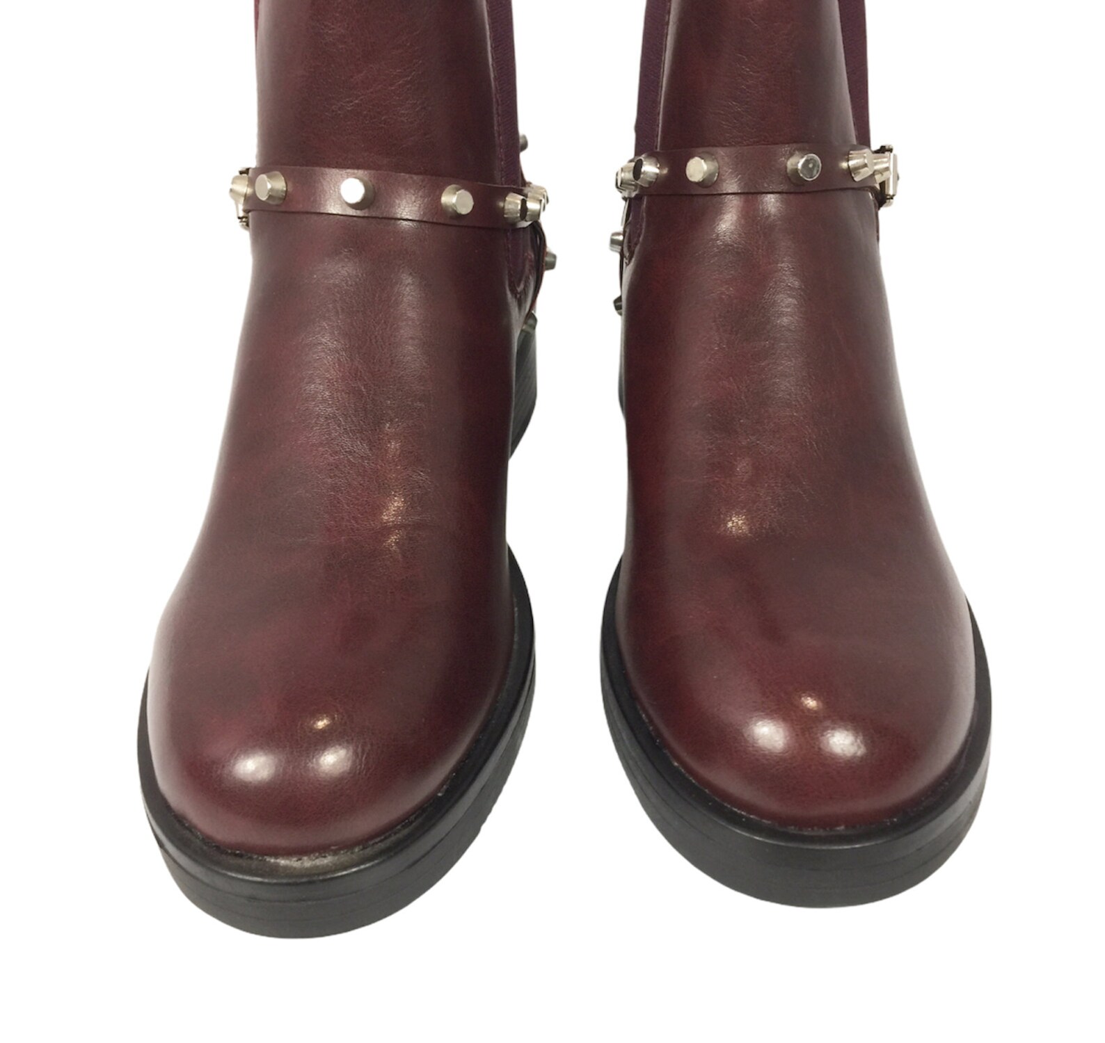 Womens Ladies Wine Faux Leather Low Heel Chelsea Ankle Boots | Etsy