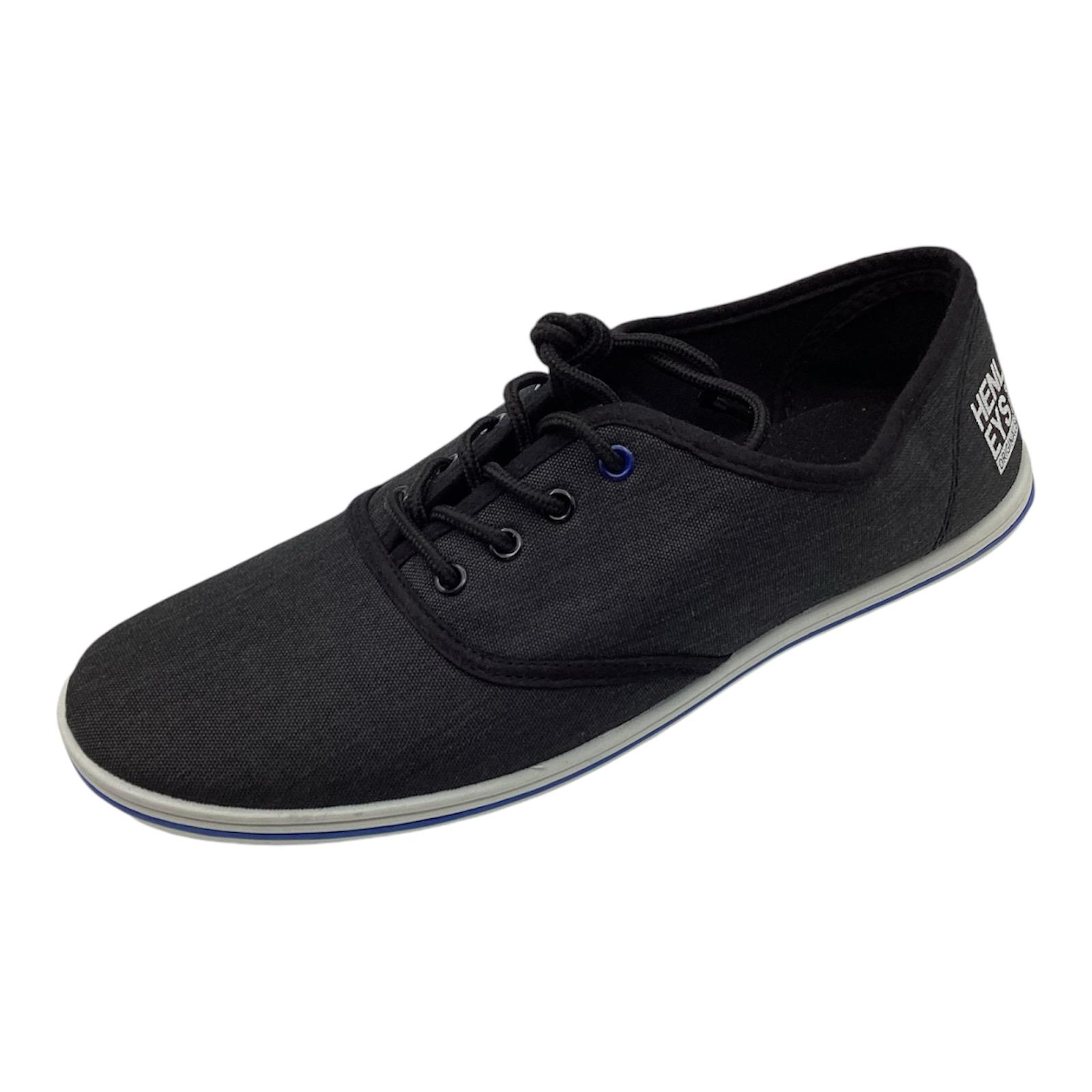 Henleys Mens Milo Black Canvas Flat Lace up Plimsolls Trainers Size UK 8 New Etsy UK