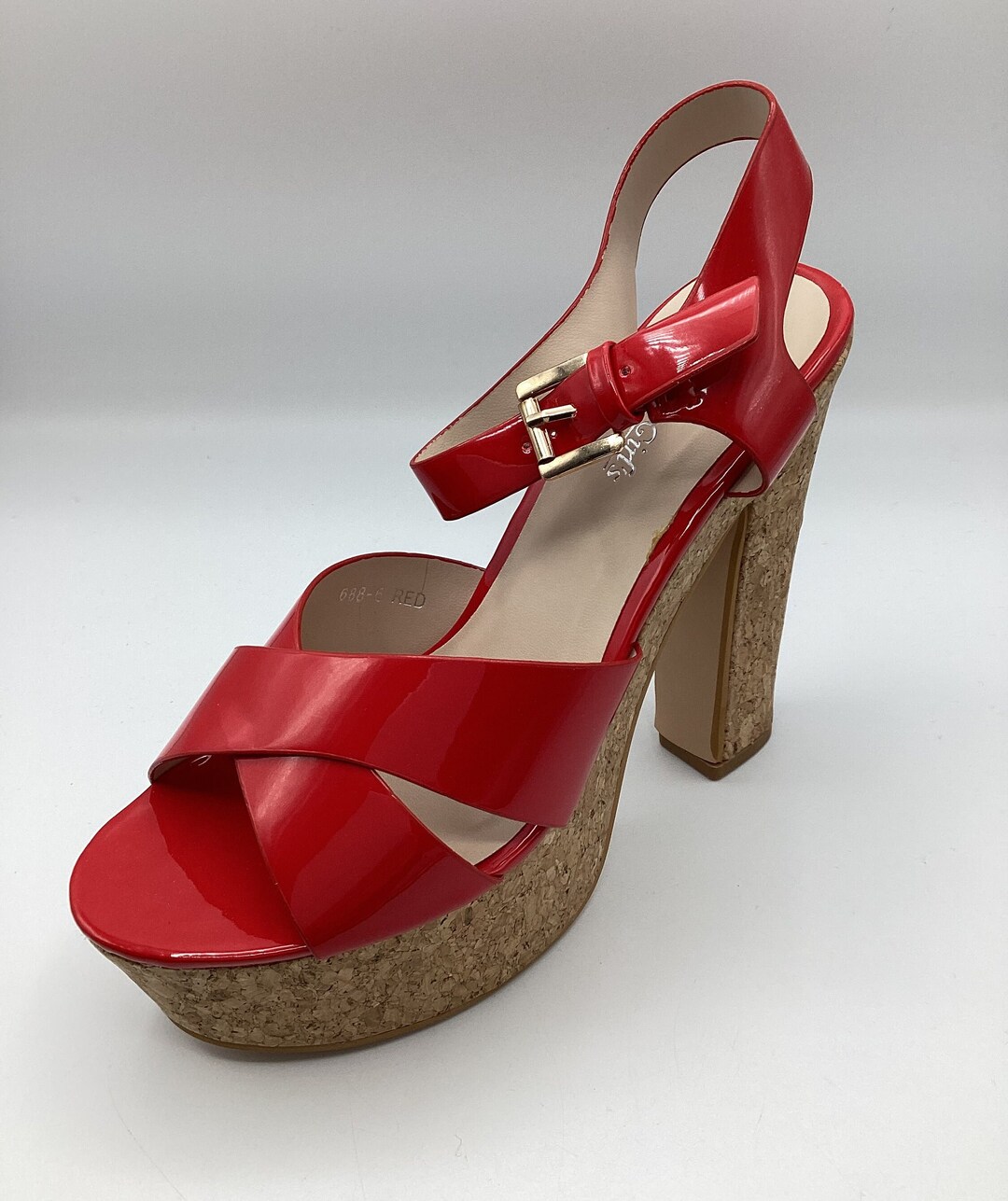 Womens Ladies Red Patent High Heel Strappy Shoes Sandals Size UK 7 New ...