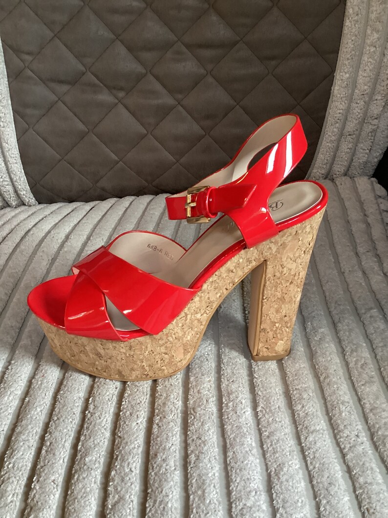 Womens Ladies Red Patent High Heel Strappy Shoes Sandals Size - Etsy