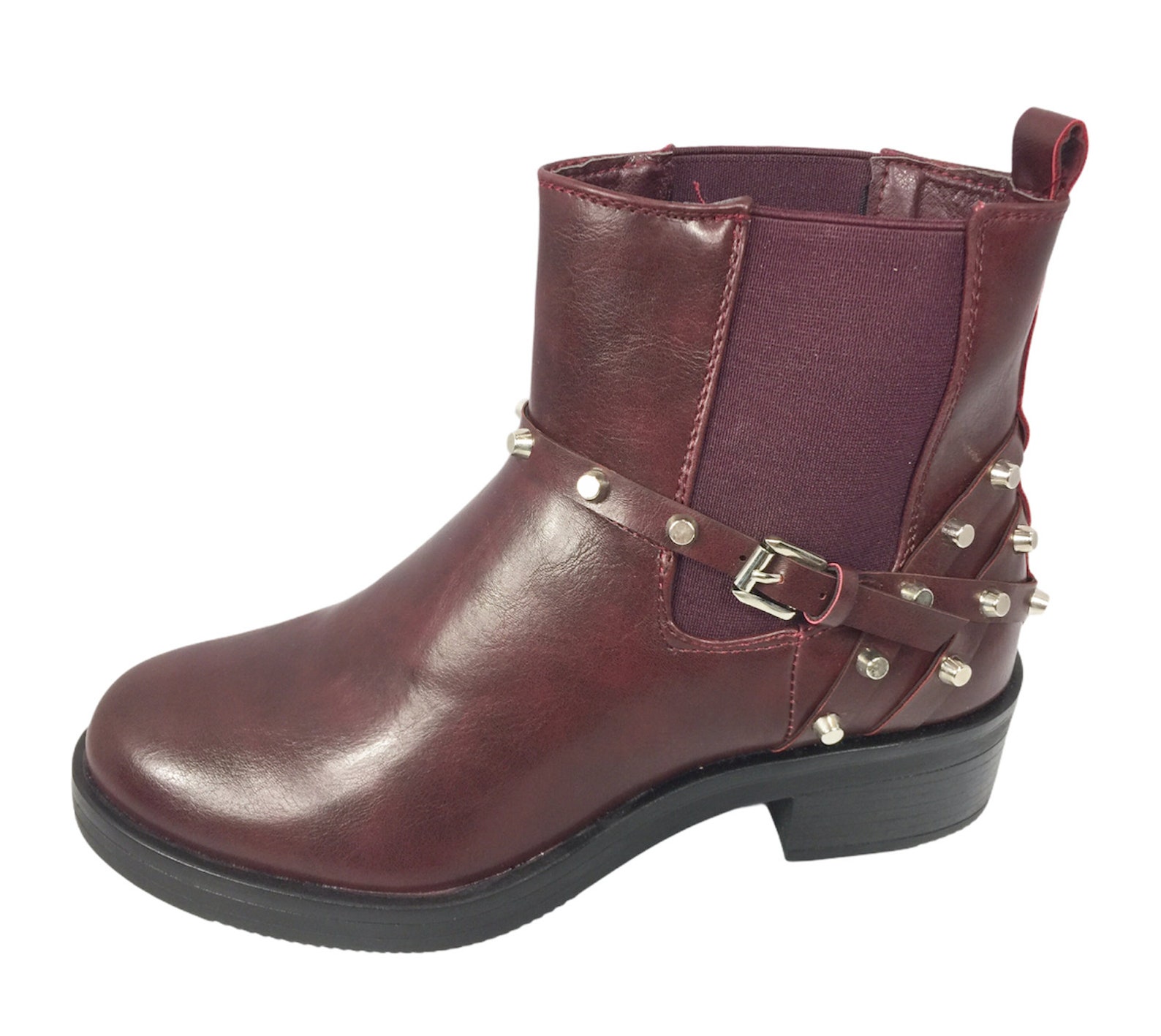 Womens Ladies Wine Faux Leather Low Heel Chelsea Ankle Boots | Etsy