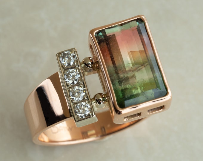 Watermelon Tourmaline Ring, Women Ring Gold, Tourmaline & Diamond Ring ...