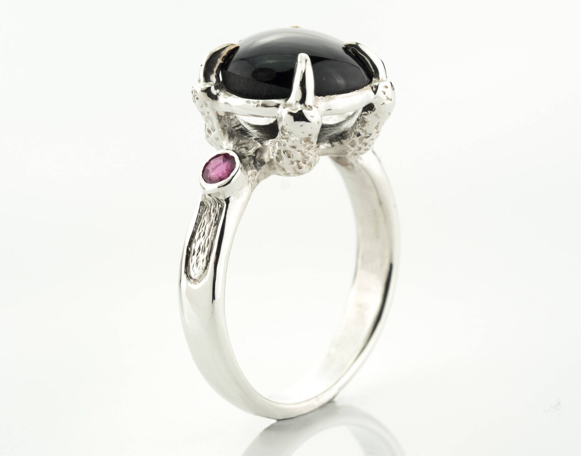 Silver Black Ring Silver Gemstone Rings Black Star Silver - Etsy