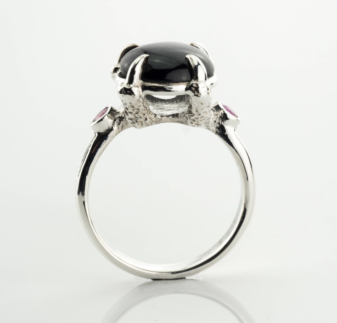 Silver Black Ring Silver Gemstone Rings Black Star Silver - Etsy