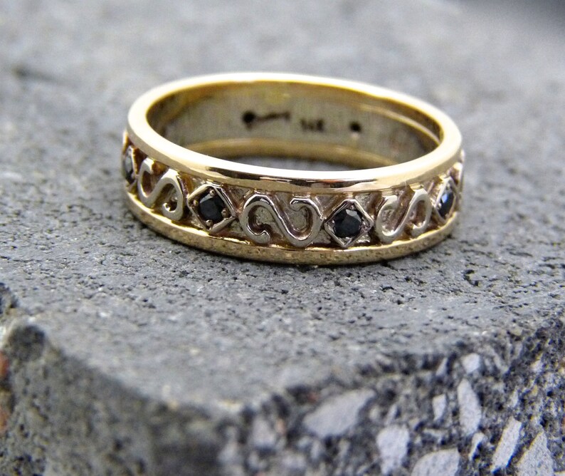 Jonc éternité or 14K alliance 14K jonc or 2 tons diamants | Etsy