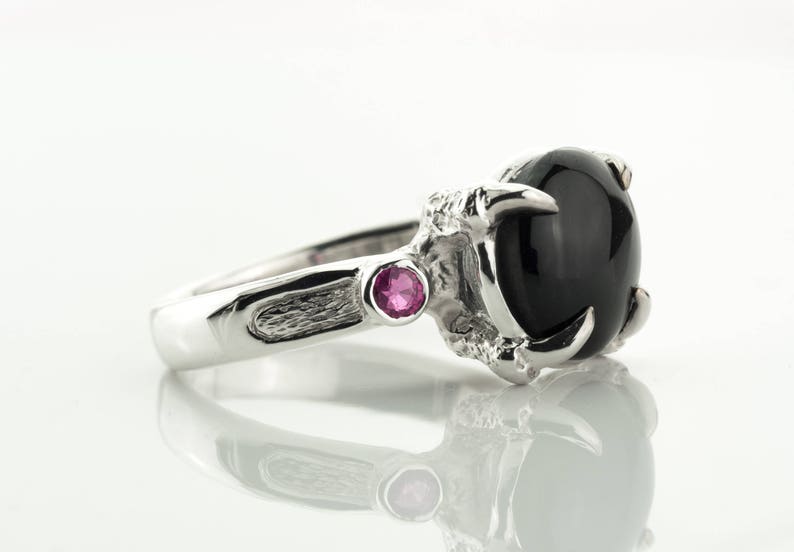 Silver Black Ring Silver Gemstone Rings Black Star Silver - Etsy