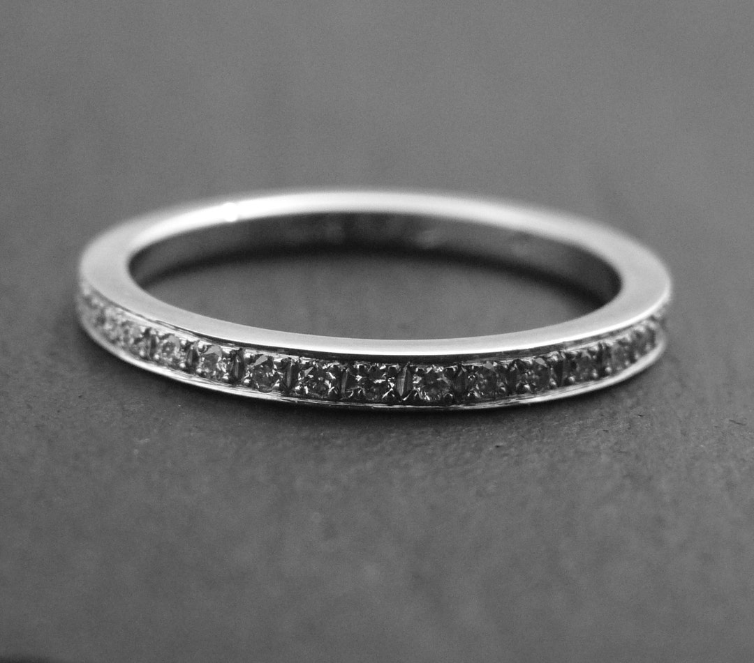 Jonc éternité or blanc 14K, alliance diamants dame, jonc or blanc ...