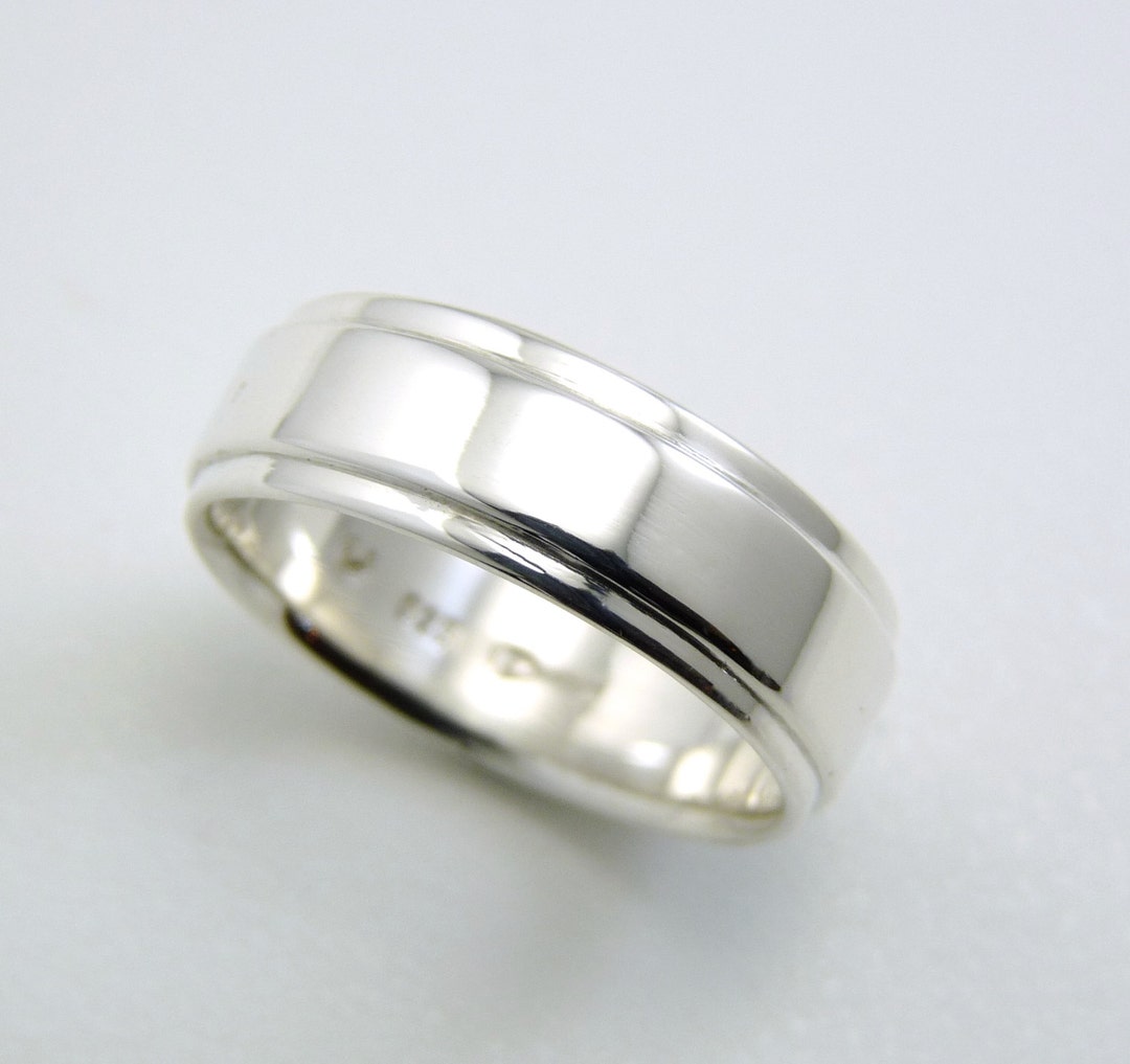 Simple Silver Wedding Band, Modern Silver Band, Classic Silver Band ...