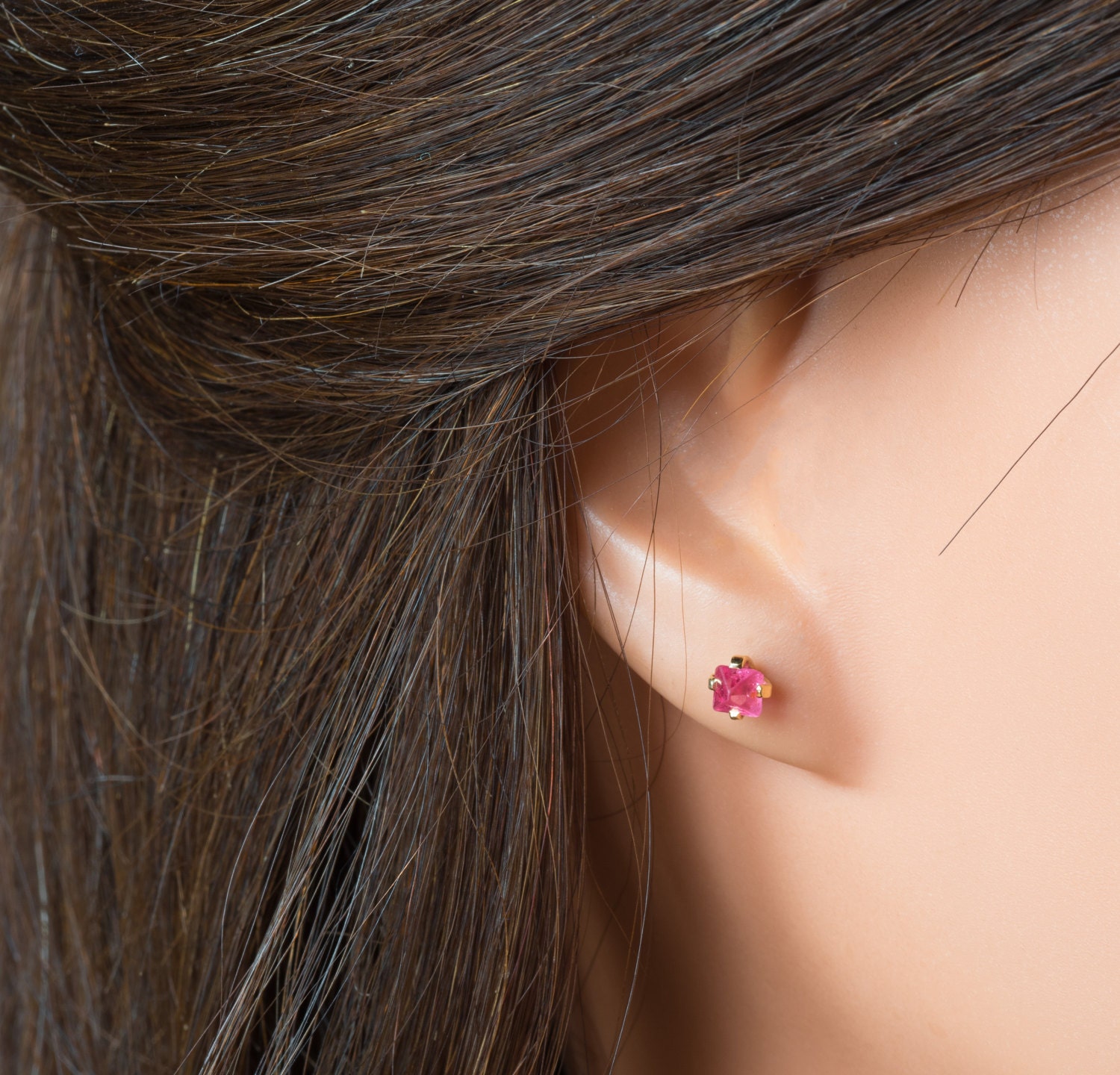 Spinel Crystal Studs Pink Red Spinel Earring Red Stud | Etsy