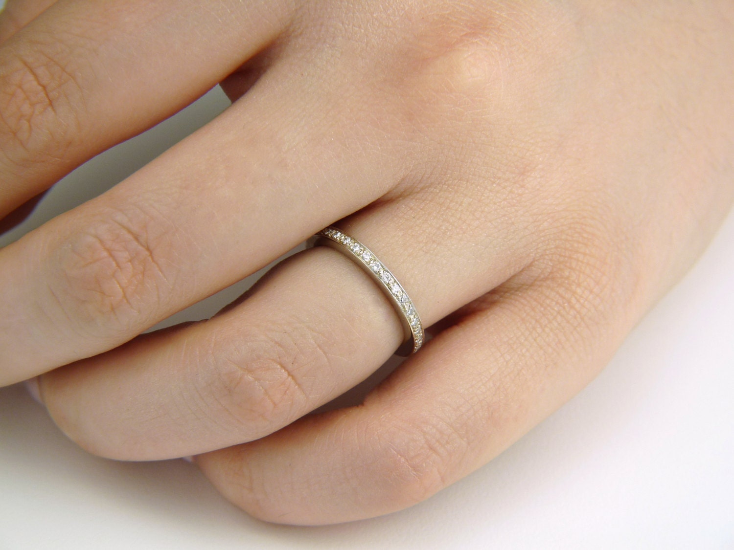 Jonc éternité or blanc 14K alliance diamants dame jonc or - Etsy Canada