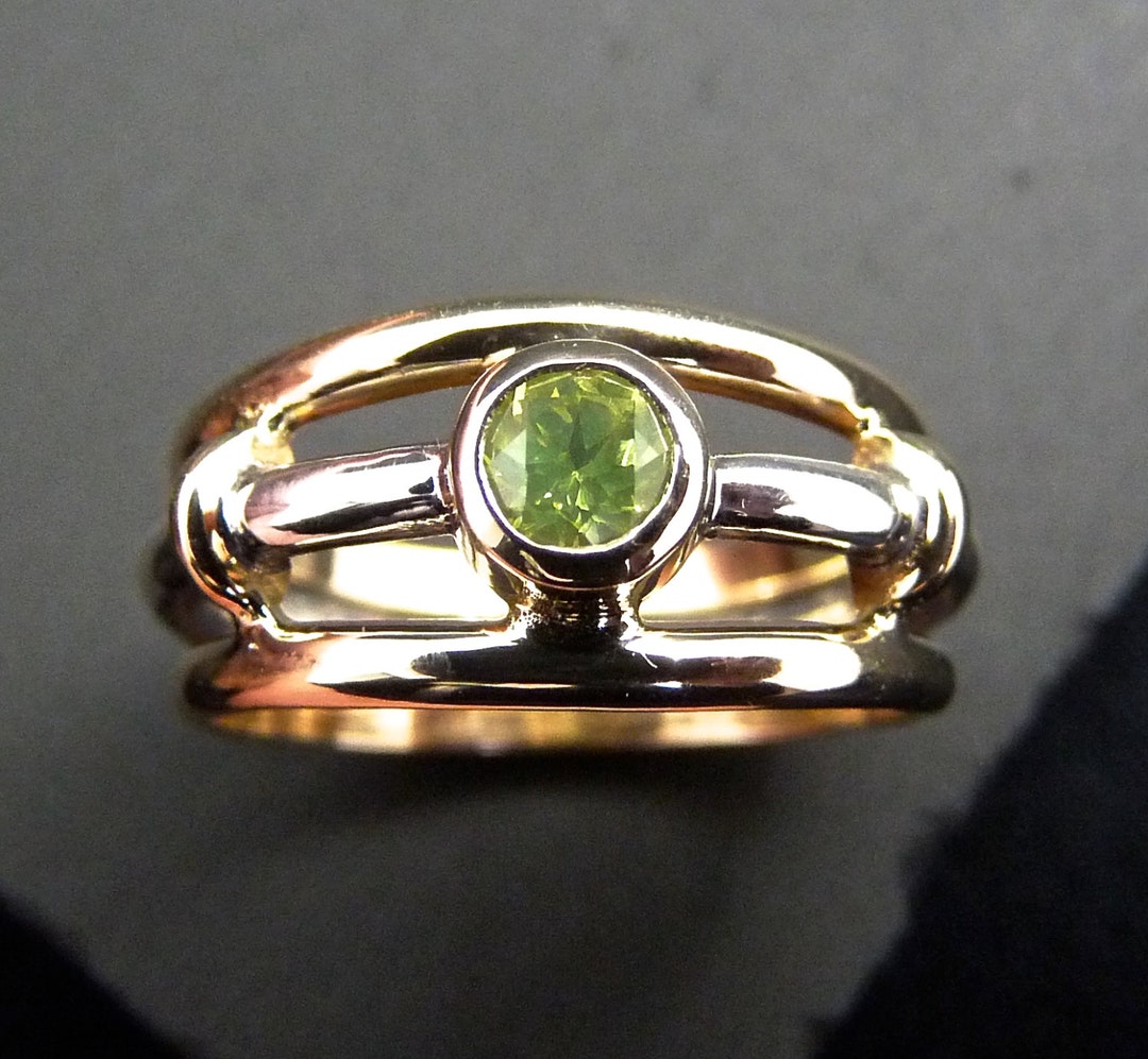Yellow Green Stone Ring, Green Stone Silver Ring, Lemon Green Gemstone ...