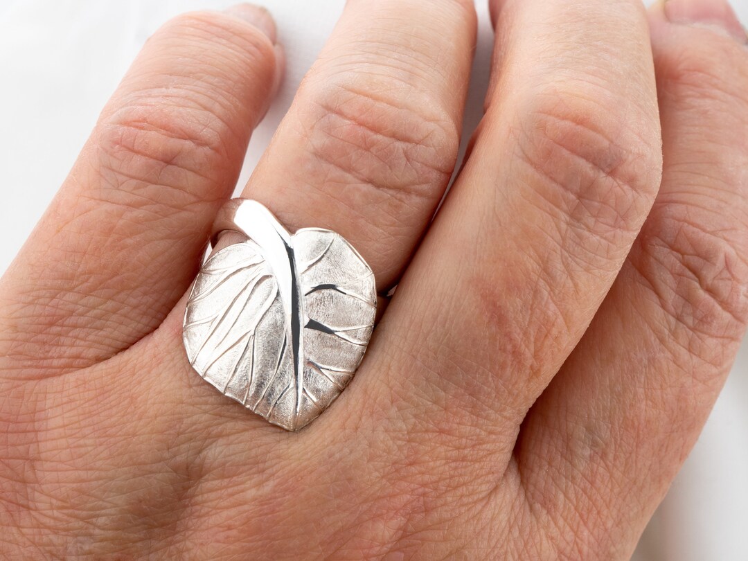 Silver Leaf Ring Silver Leaf Hand Engraved Leaf Motif - Etsy