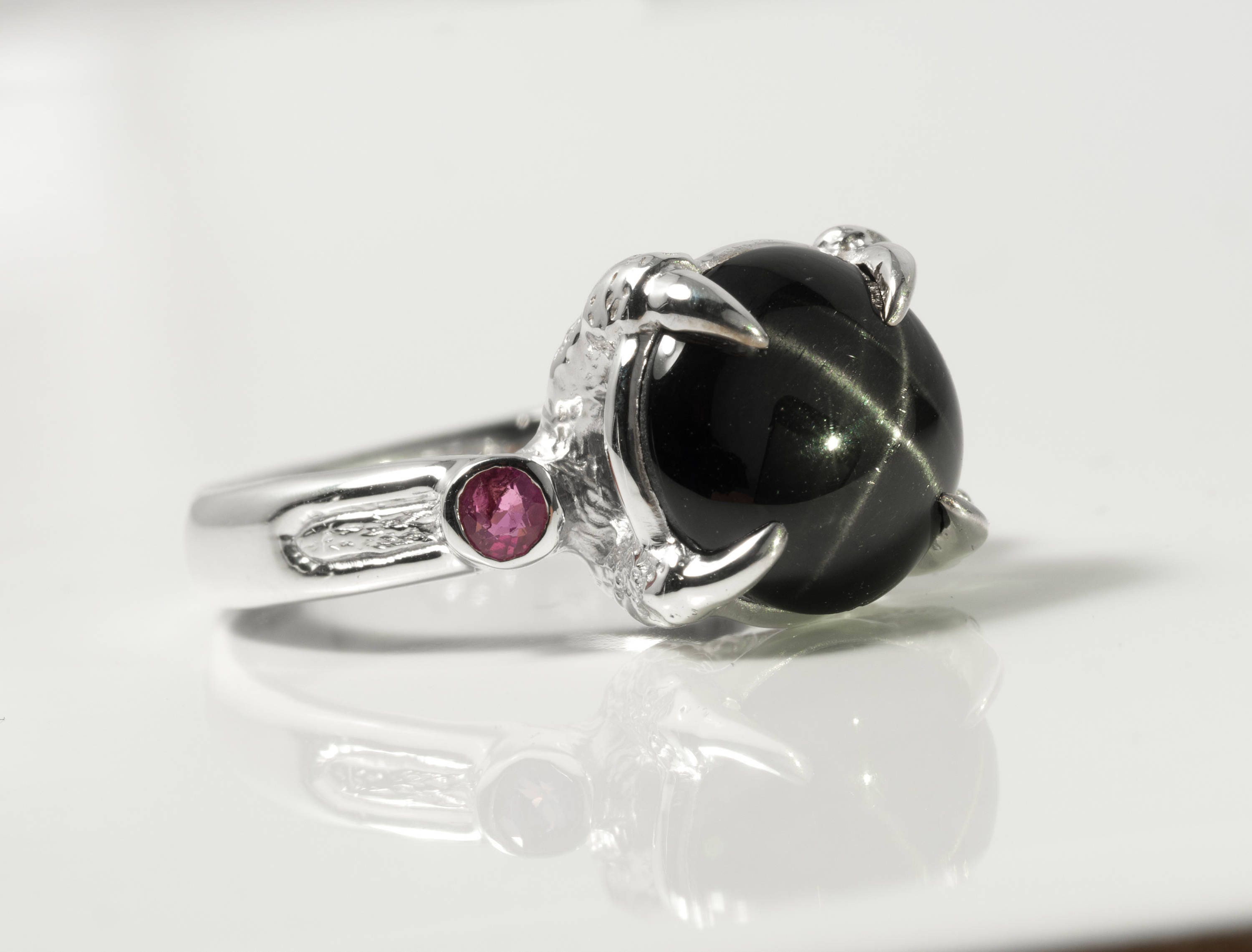 Silver Black Ring Silver Gemstone Rings Black Star Silver - Etsy