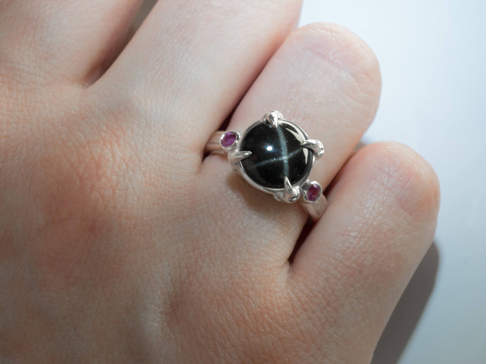 Silver Black Ring Silver Gemstone Rings Black Star Silver - Etsy