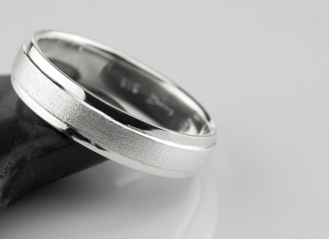 Simple Silver Wedding Band, Matt Finish Silver Band, Classic Silver ...