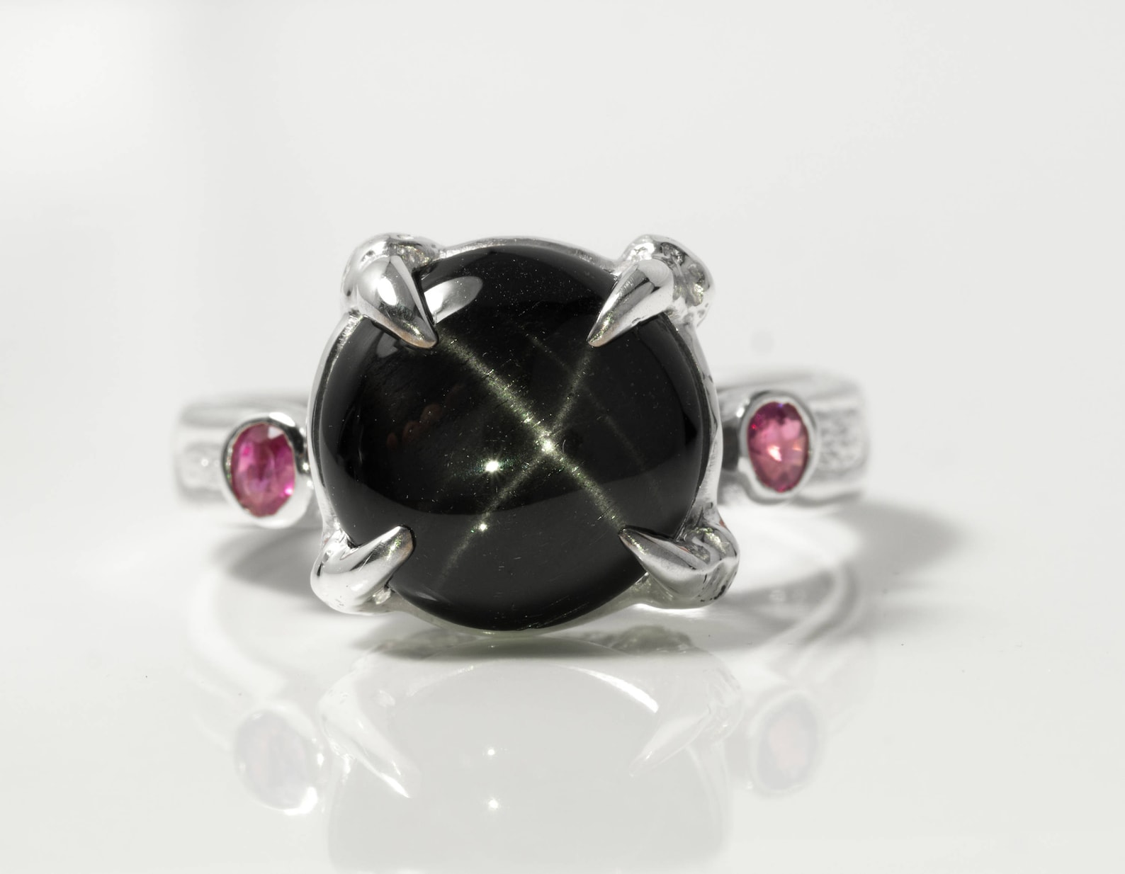 Silver Black Ring Silver Gemstone Rings Black Star Silver - Etsy