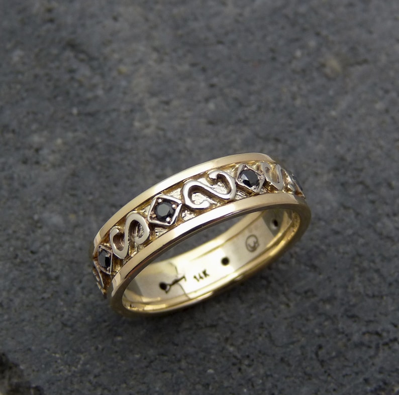 Jonc éternité or 14K alliance 14K jonc or 2 tons diamants | Etsy