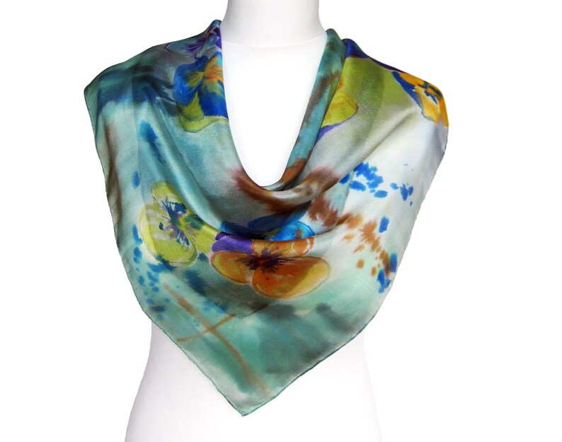 Scarf Gift for Wife Bohemian Silk Scarf Women Floral Scarf - Etsy