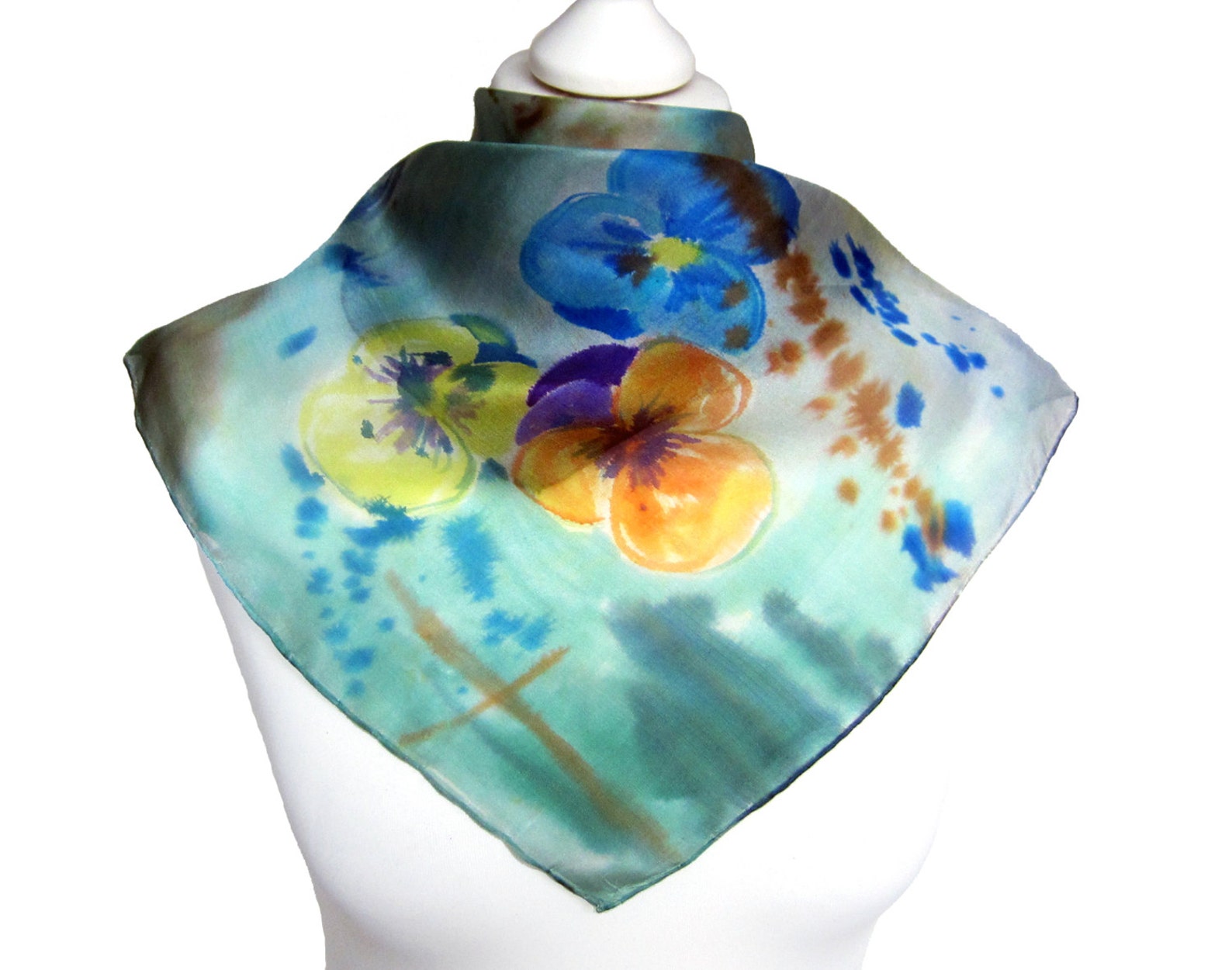 Scarf Gift for Wife Bohemian Silk Scarf Women Floral Scarf | Etsy