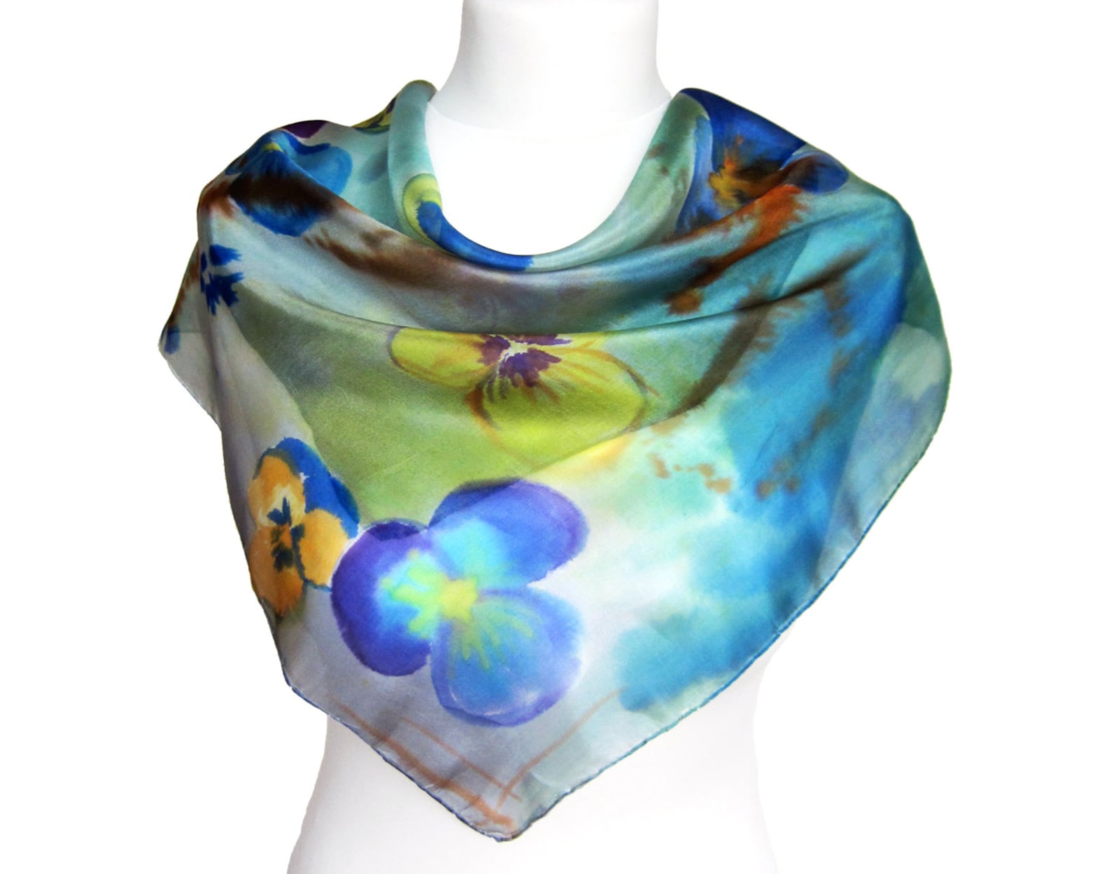 Scarf Gift for Wife Bohemian Silk Scarf Women Floral Scarf | Etsy