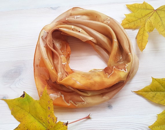 Womens Light Silk Scarf Maple Leaves Scarf Maple Leaves Scarf | Etsy