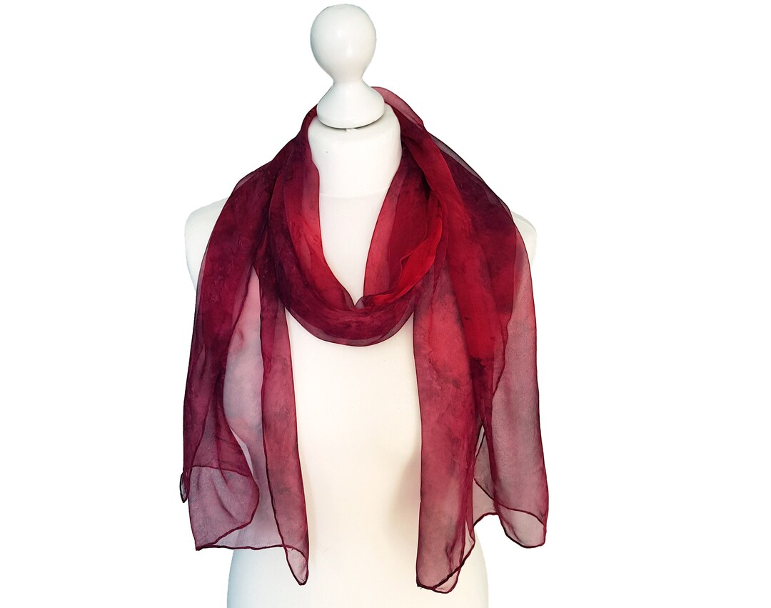 Romantic Scarf Red Scarf Silk Shawl Evening Shawl Chiffon Scarf Light ...