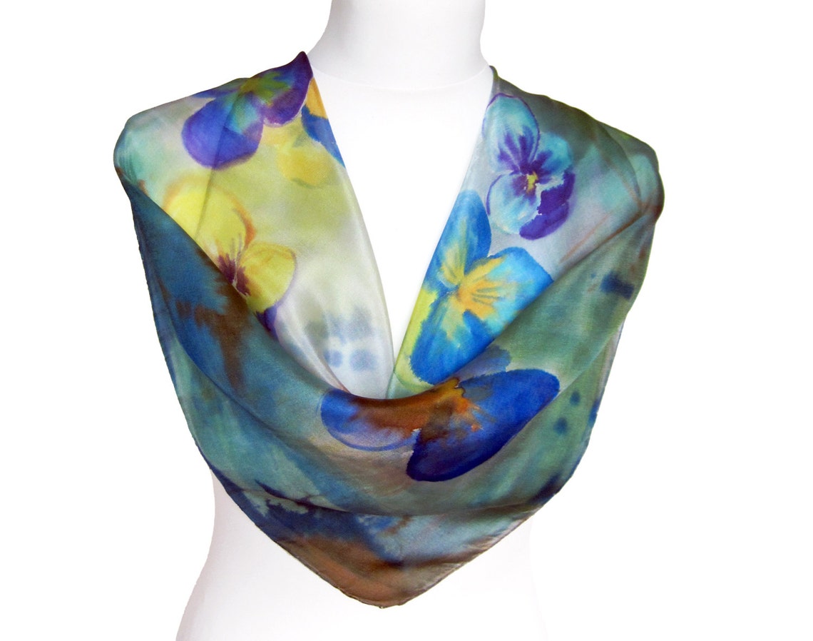 Scarf Gift for Wife Bohemian Silk Scarf Women Floral Scarf - Etsy