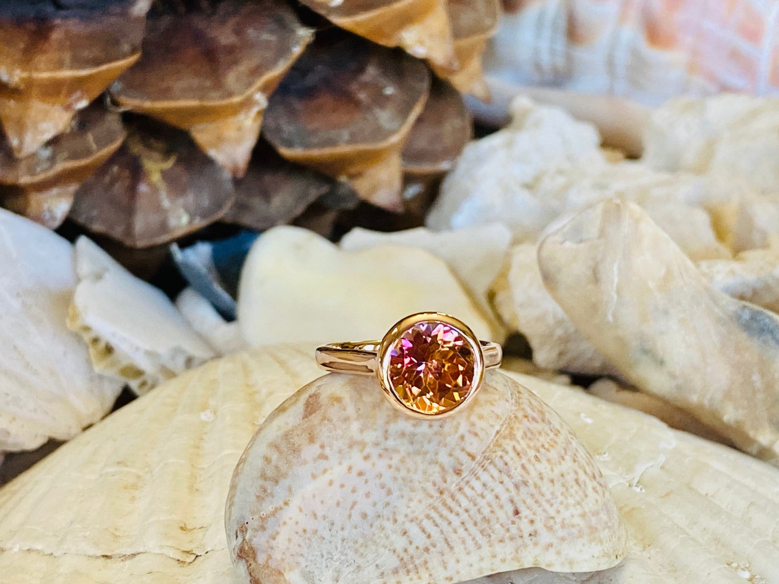 14k Round Sunrise Topaz Ring Silver Sunrisetopaz Ring - Etsy