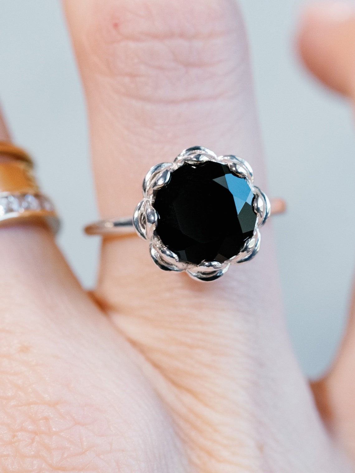Large Black Spinel Ring 14k Spinel Ring Spinel and Silver - Etsy