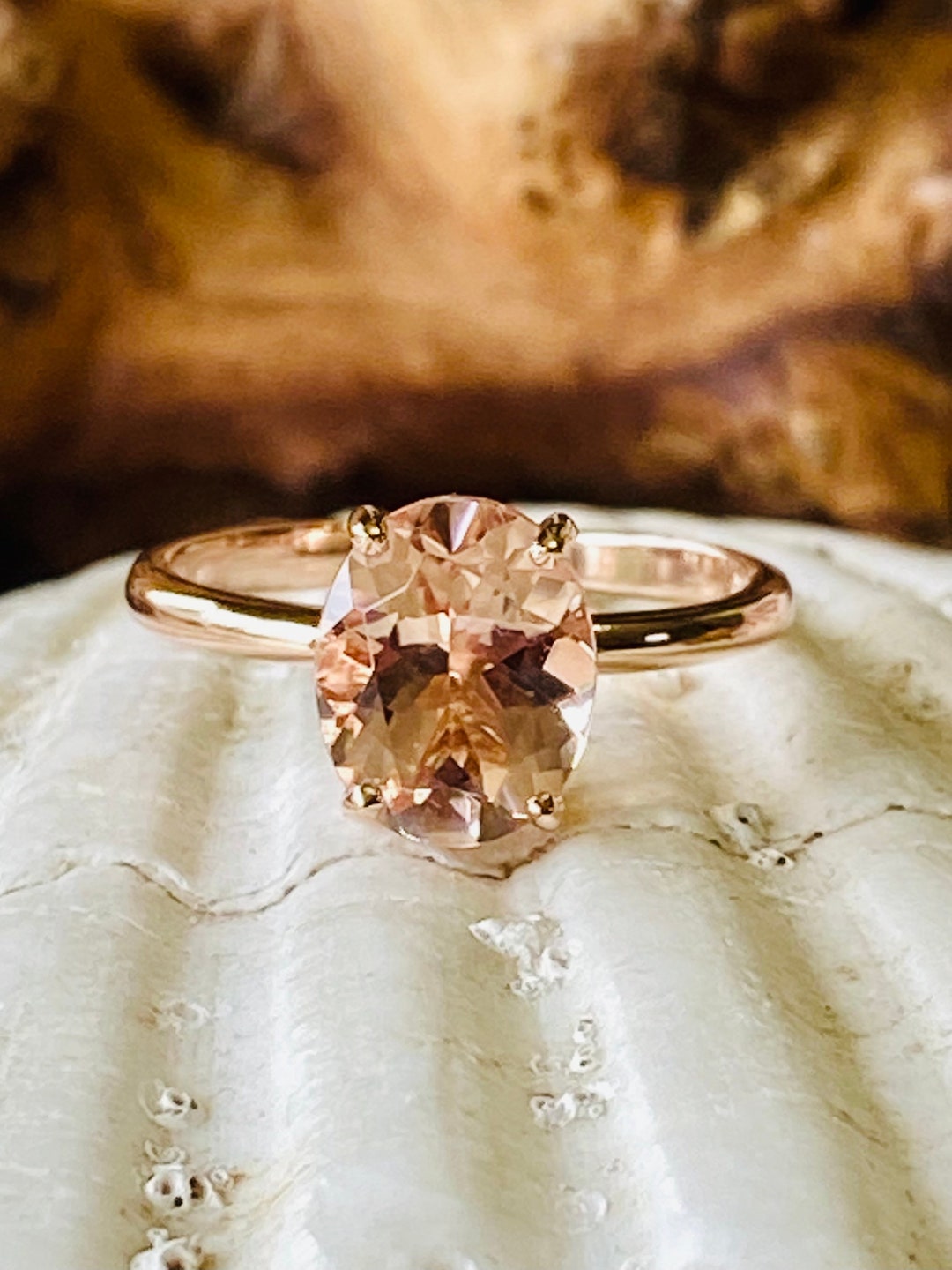14k Natural Morganite Ring, Morganite Engagement Ring, Gold Morganite ...