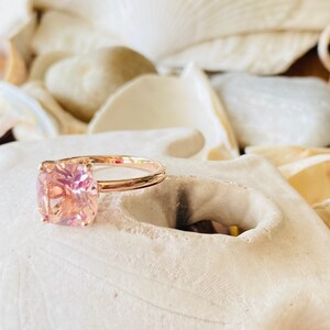 Cushion Cut Solitaire Morganite Ring, Morganite Engagement Ring, Gold ...