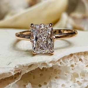 Radiant Cut Moissanite Engagement Ring, Radiant Cut Engagement Ring ...