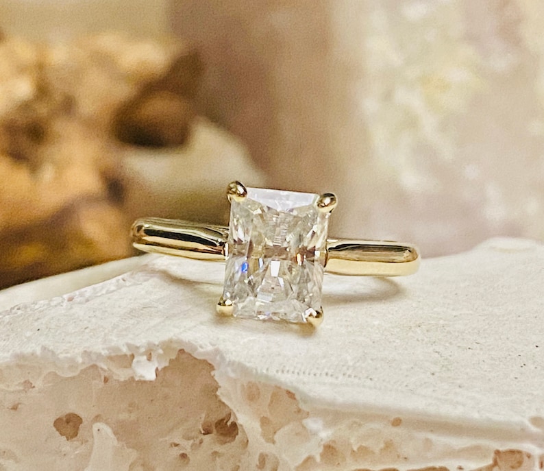 Radiant Cut Moissanite Solitaire Engagement Ring Radiant Cut - Etsy