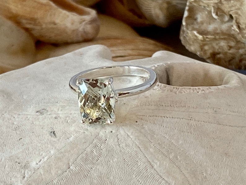 Prasiolite Ring Green Amethyst Ring Prasiolite Solitaire - Etsy