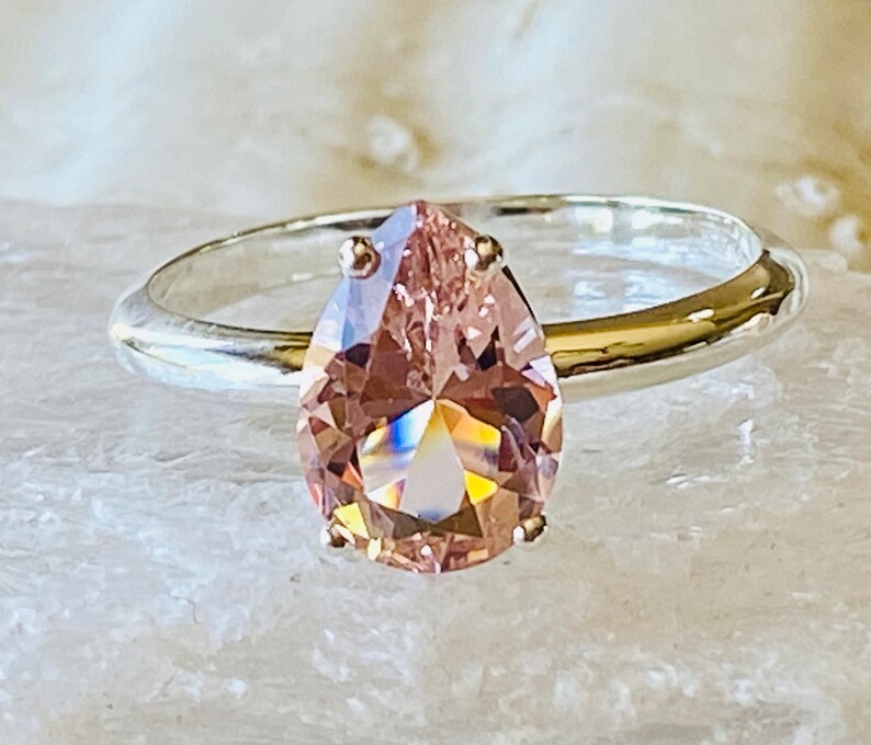 Pear Morganite Ring Pear Morganite Engagement Ring Pear - Etsy